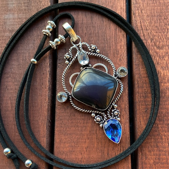 Silverskylight | Jewelry | 925 Sterling Silver Black Obsidian Blue ...